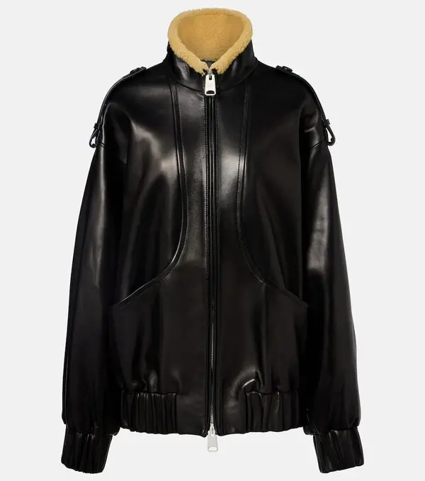 Khaite Sigi Shearling-trimmed Leather Jacket