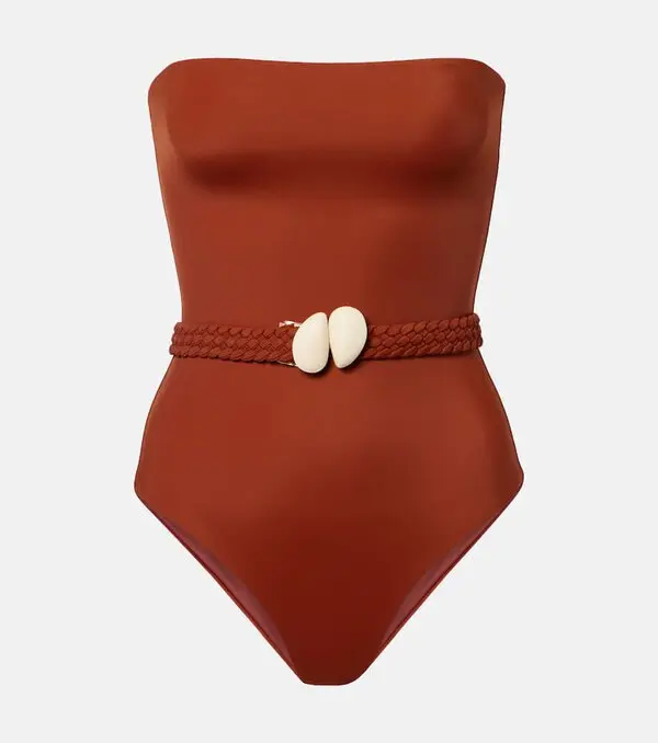 Johanna Ortiz Belted One-piece Swimsuit - Brown