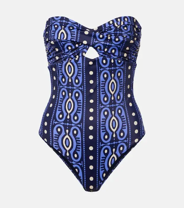 Johanna Ortiz Printed Cutout Swimsuit - Blue