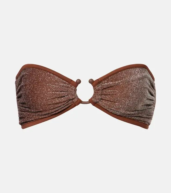 Johanna Ortiz Lame Bikini Top - Brown