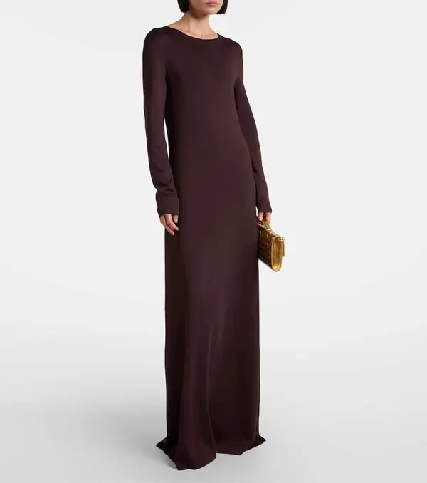 Bottega Veneta Open-back Compact Knit Maxi Dress - Burgundy
