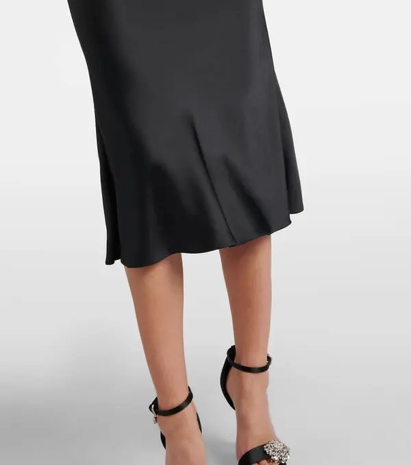 Alexander McQueen Draped Off-shoulder Satin Midi Dress