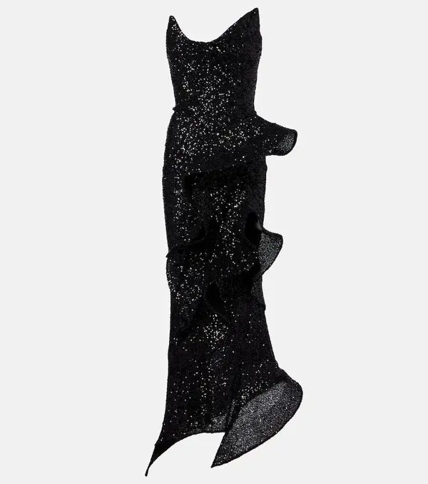 Maticevski Thistle Wave Ruffled Sequined Gown