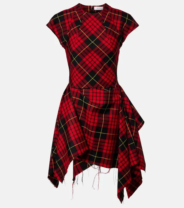 Alexander McQueen Tartan Asymmetric Minidress