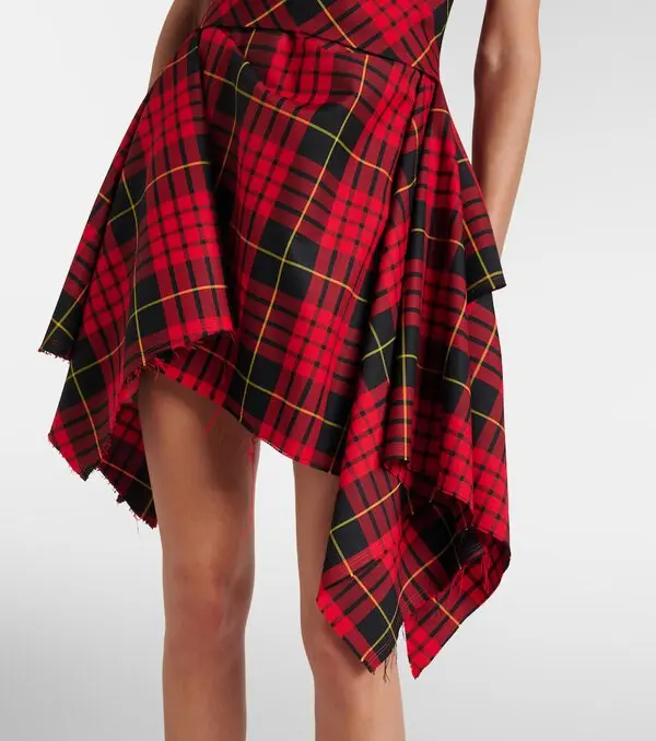 Alexander McQueen Tartan Asymmetric Minidress