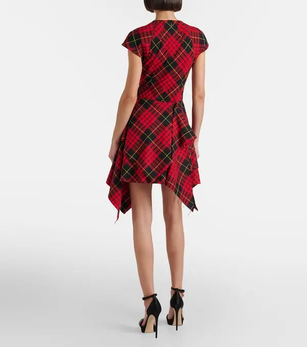 Alexander McQueen Tartan Asymmetric Minidress