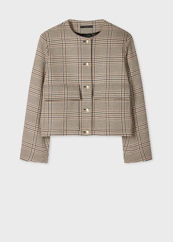 Paul Smith Wool-blend Houndstooth Jacket - Brown