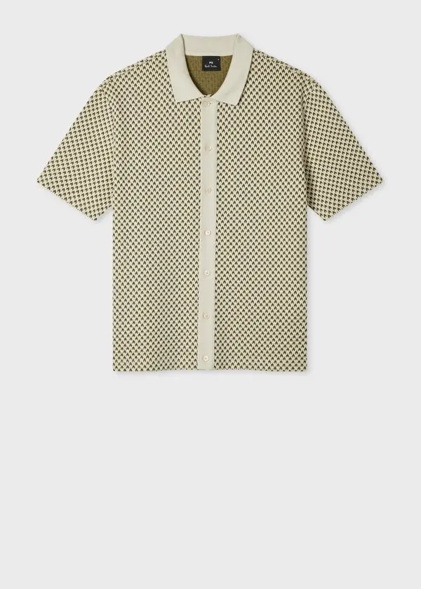 Paul Smith Khaki Jacquard Button-through Polo Shirt