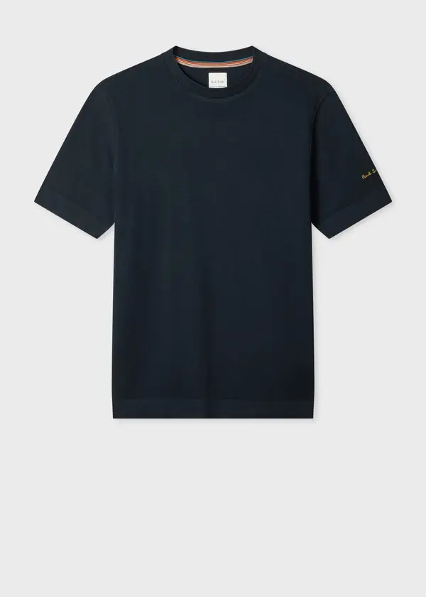 Paul Smith Navy Cotton T-shirt With Integrated Rib Detail