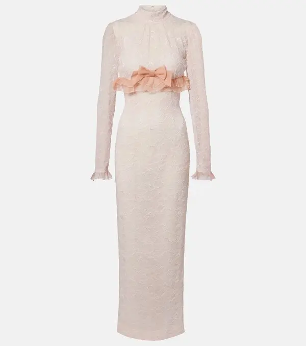 Alessandra Rich Bow-detail Lace Gown - Pink