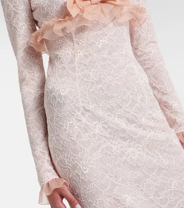 Alessandra Rich Bow-detail Lace Gown - Pink