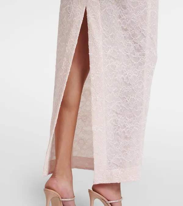 Alessandra Rich Bow-detail Lace Gown - Pink