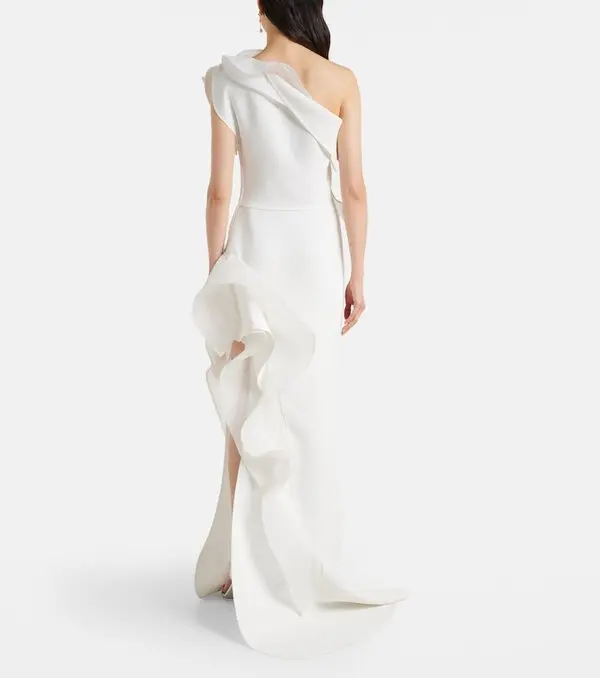 Maticevski Excitement Ruffled One-shoulder Gown