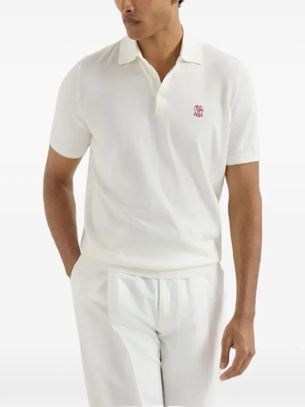 Brunello Cucinelli Logo Cotton Polo Shirt - Beige