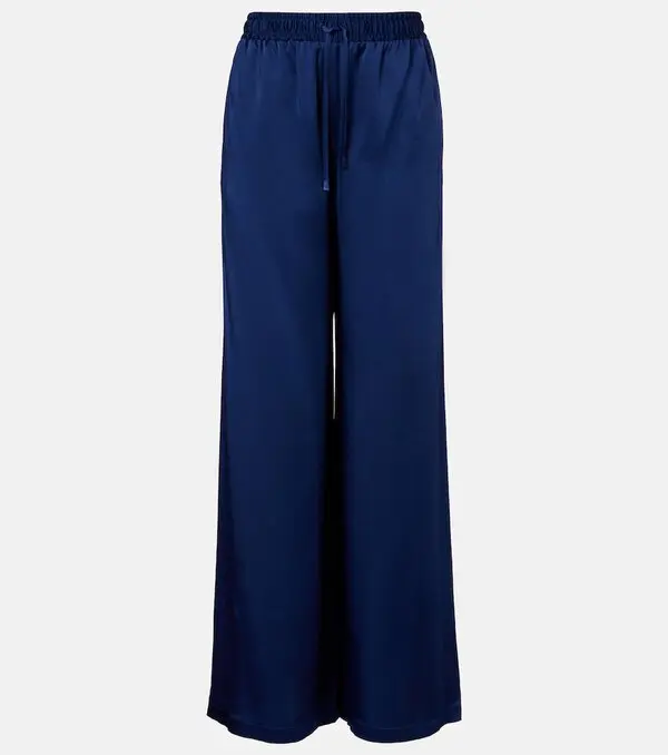 Stella McCartney Steel Satin Wide-leg Pants - Blue
