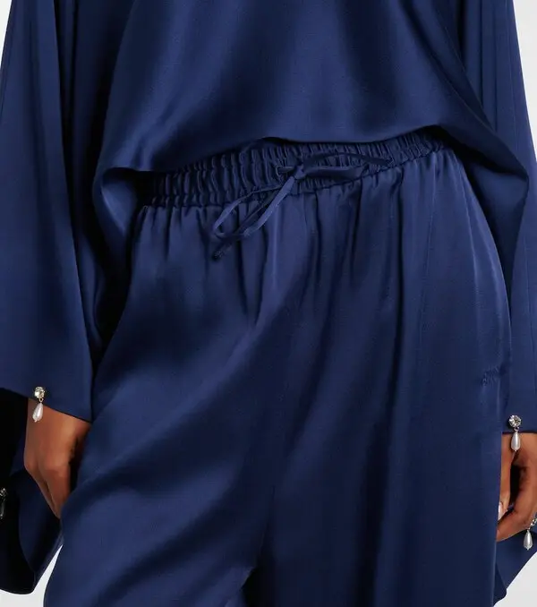 Stella McCartney Satin Wide-leg Pants - Blue