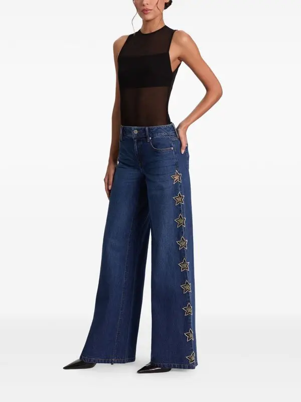 Alice + Olivia Embellished Baggy Jeans - Blue