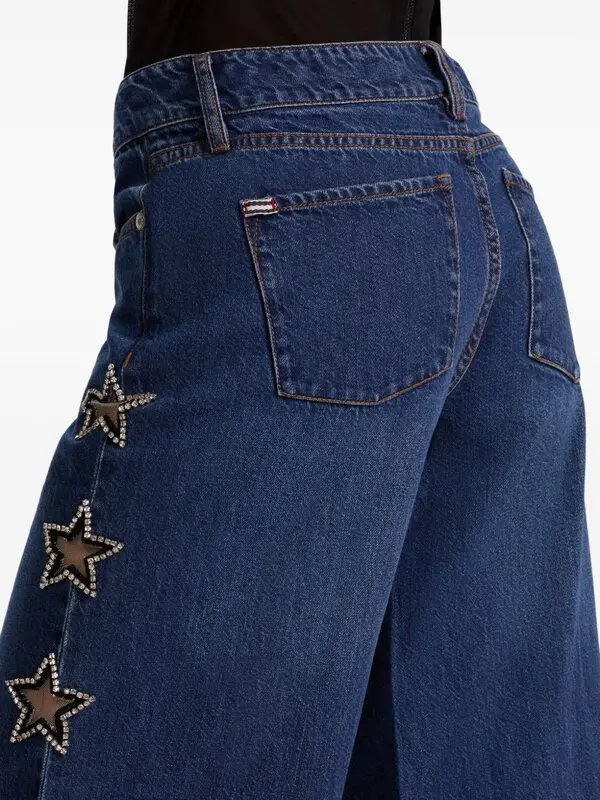 Alice + Olivia Embellished Baggy Jeans - Blue