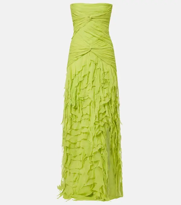 Blumarine Georgette Maxi Dress - Green