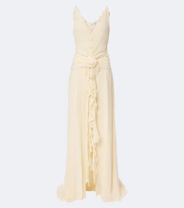 Blumarine Georgette Maxi Dress - Yellow