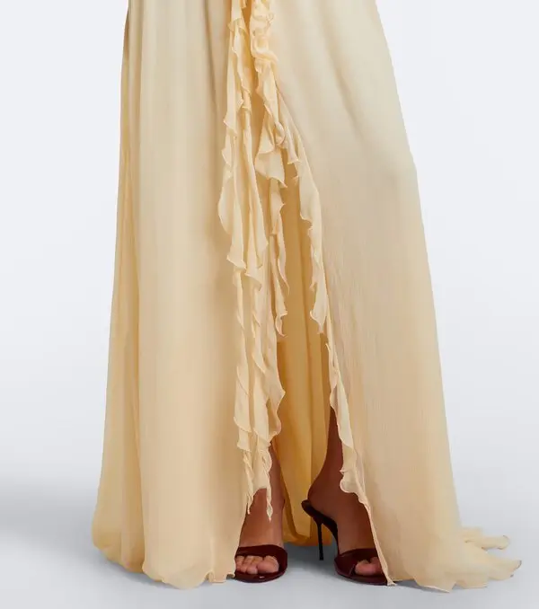 Blumarine Ruffled Georgette Maxi Dress - Yellow