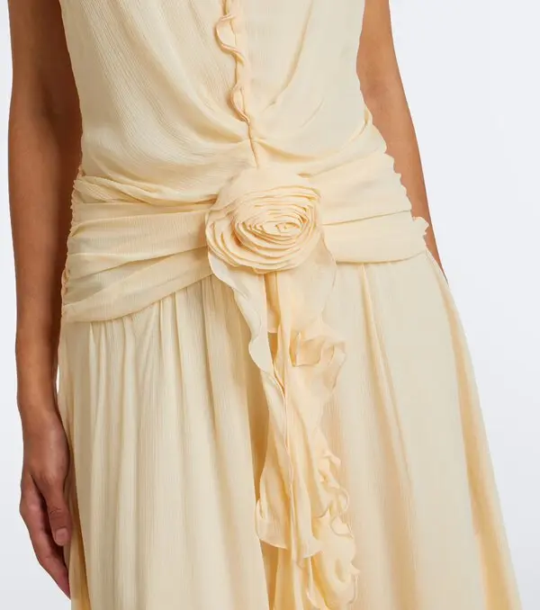 Blumarine Ruffled Georgette Maxi Dress - Yellow