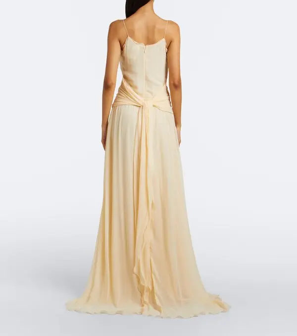Blumarine Ruffled Georgette Maxi Dress - Yellow