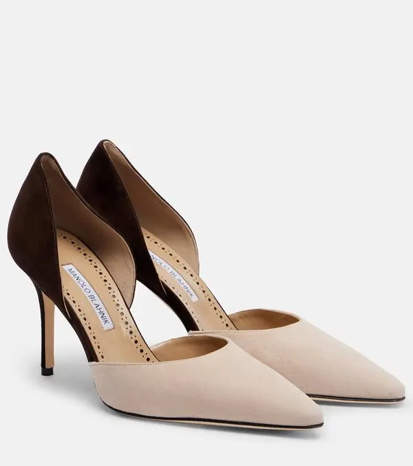 Manolo Blahnik Taylerbinu 90 Suede Pumps - Beige