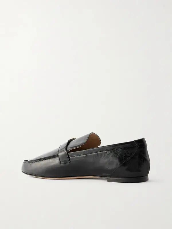 JAMIE HALLER Buckled Glossed-leather Loafers