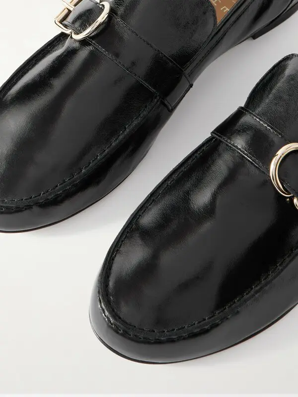 JAMIE HALLER Buckled Glossed-leather Loafers