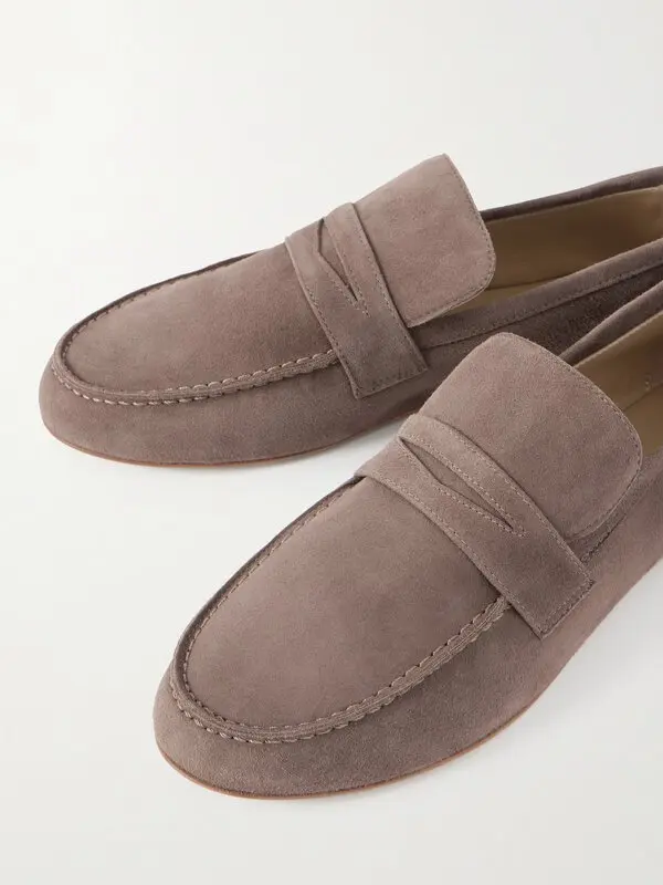 JAMIE HALLER Suede Penny Loafers