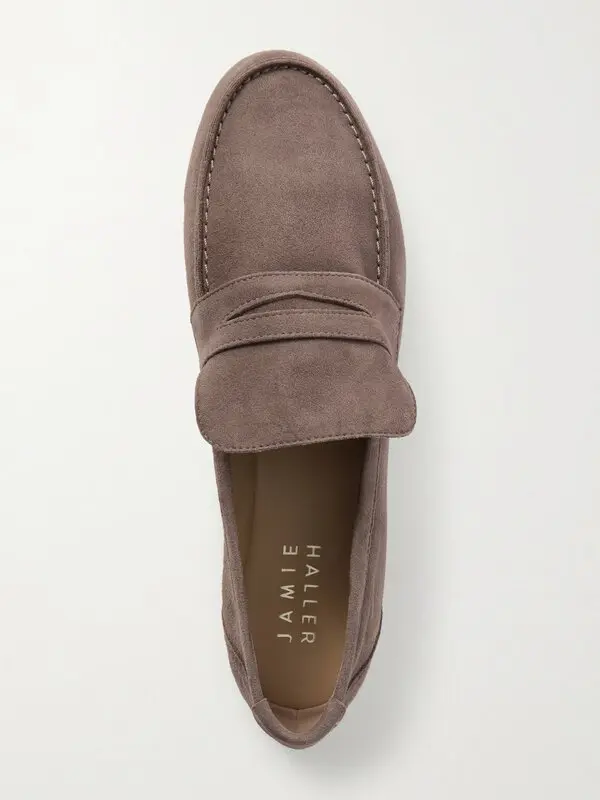 JAMIE HALLER Suede Penny Loafers
