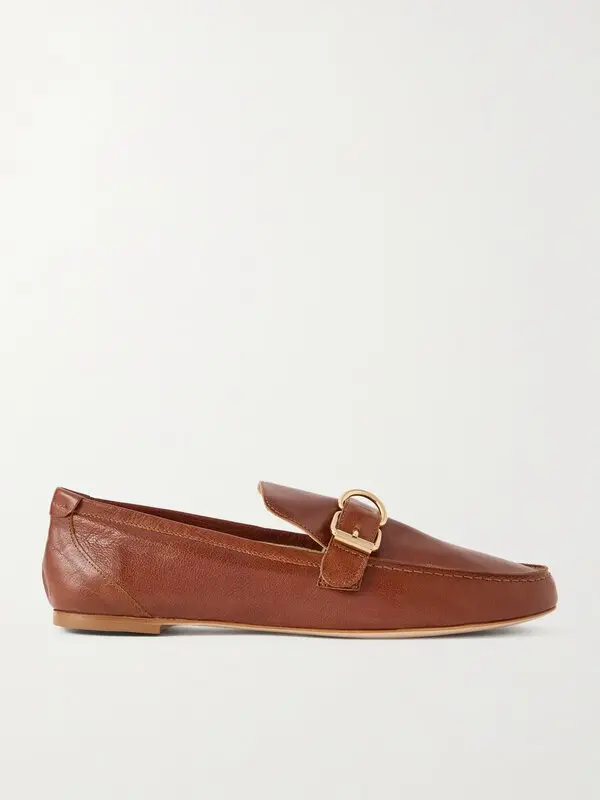 JAMIE HALLER Buckled Leather Loafers - Brown