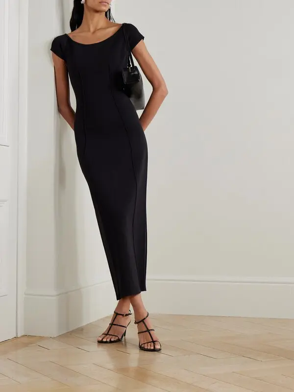 JOSEPH Foin Stretch-knit Midi Dress - Black