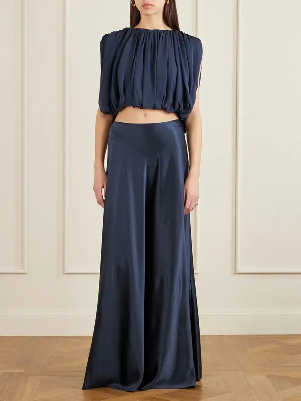 HEIRLOME Antonia Silk-satin Maxi Skirt - Blue