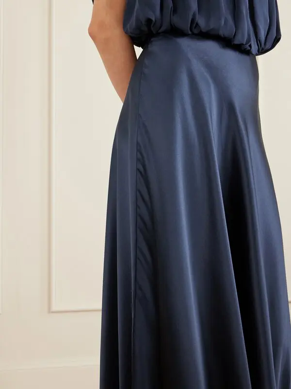 HEIRLOME Antonia Silk-satin Maxi Skirt - Blue