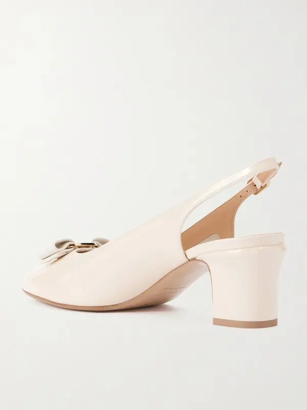 FERRAGAMO Vetty Bow-embellished Slingback Pumps - Neutrals