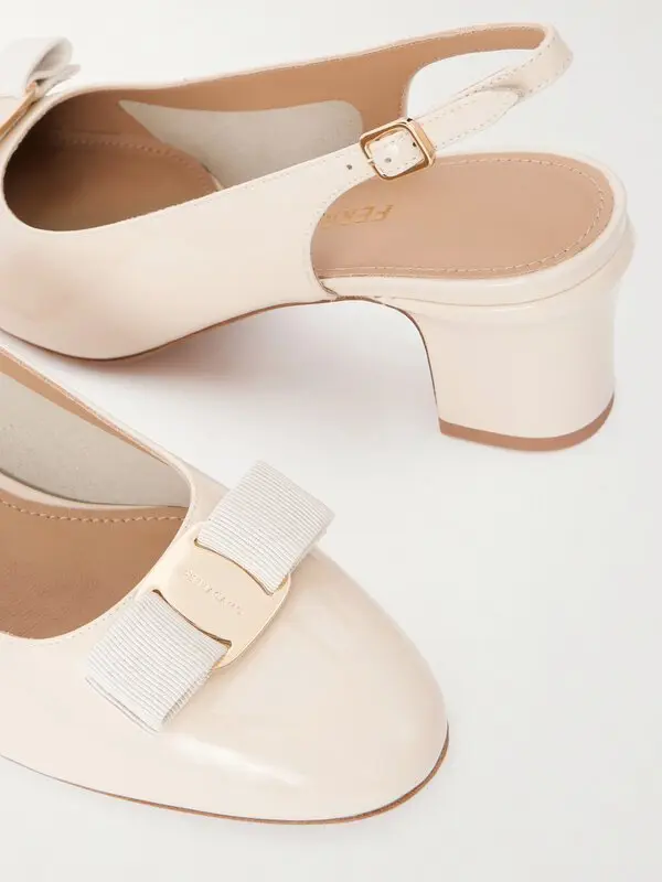 FERRAGAMO Vetty Bow-embellished Slingback Pumps - Neutrals