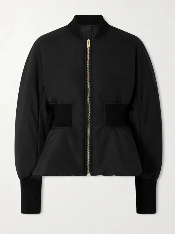 Alaïa Peplum Shell Bomber Jacket - Black