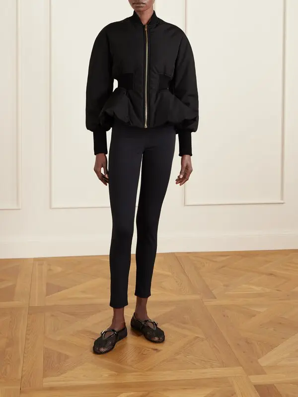 Alaïa Peplum Shell Bomber Jacket - Black