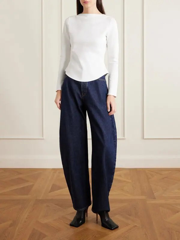 Alaïa Asymmetric Cotton-blend Jersey Top