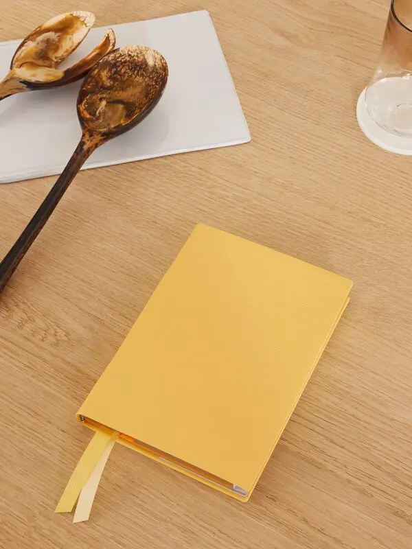 Smythson Recipes Soho Panama Textured-leather Notebook - Yellow