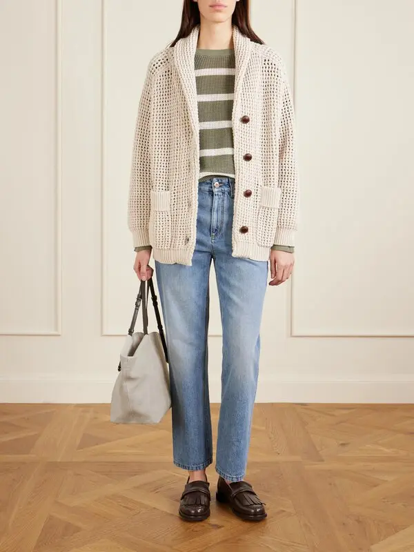 Brunello Cucinelli Leather-trimmed Suede Tote - Ivory
