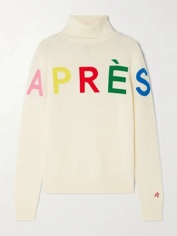Perfect Moment Schild Intarsia Merino Wool Turtleneck Sweater - Neutrals