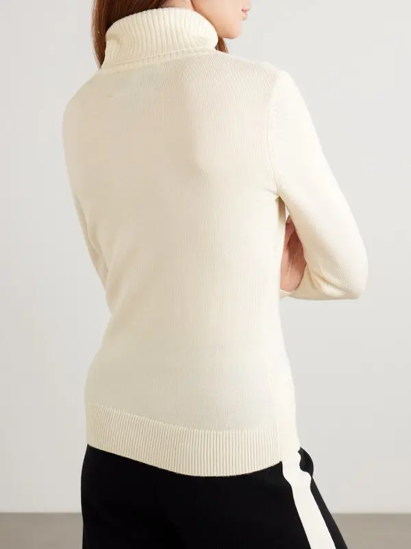 Perfect Moment Schild Intarsia Merino Wool Turtleneck Sweater - Neutrals