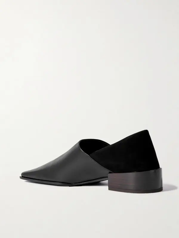 Alaïa Leather And Nubuck Loafers - Black