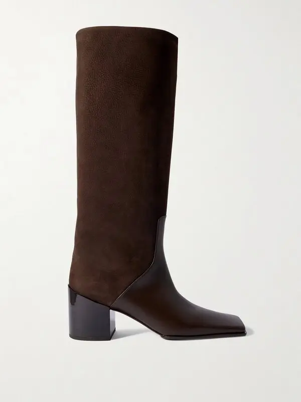 Alaïa Nubuck And Leather Knee Boots - Brown