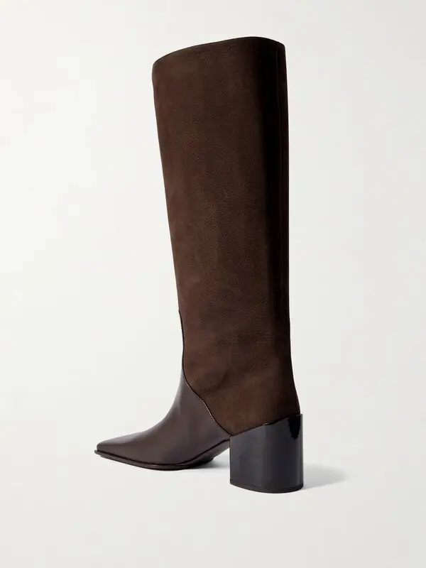 Alaïa Nubuck And Leather Knee Boots - Brown