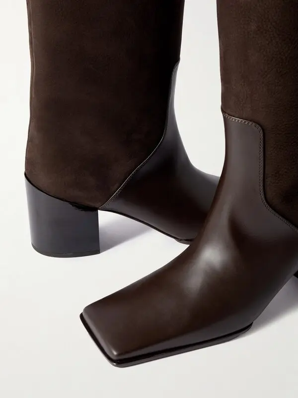Alaïa Nubuck And Leather Knee Boots - Brown