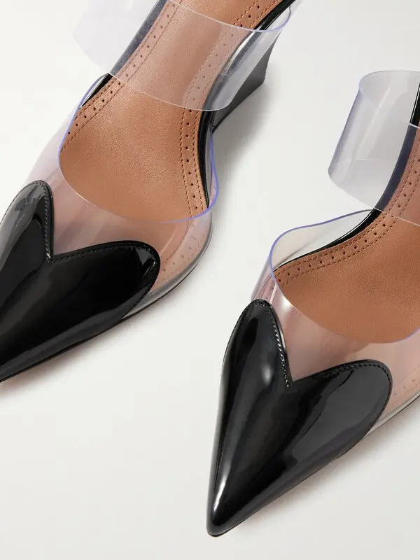 Alaïa Le Caur Patent-leather And Pvc Wedge Mules - Black